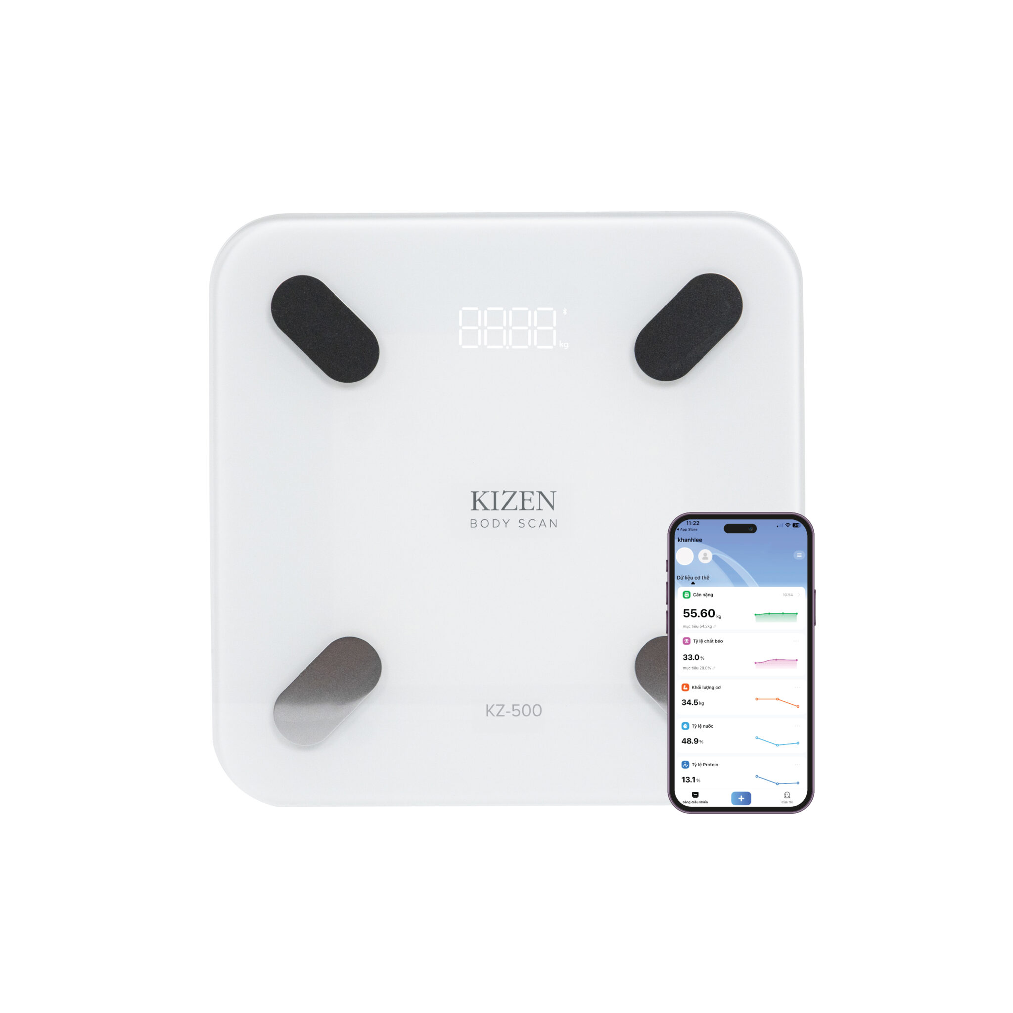 Cân sức khỏe phân tích thành phần cơ thể 4 cực Kizen KZ-500 – Cân điện ...